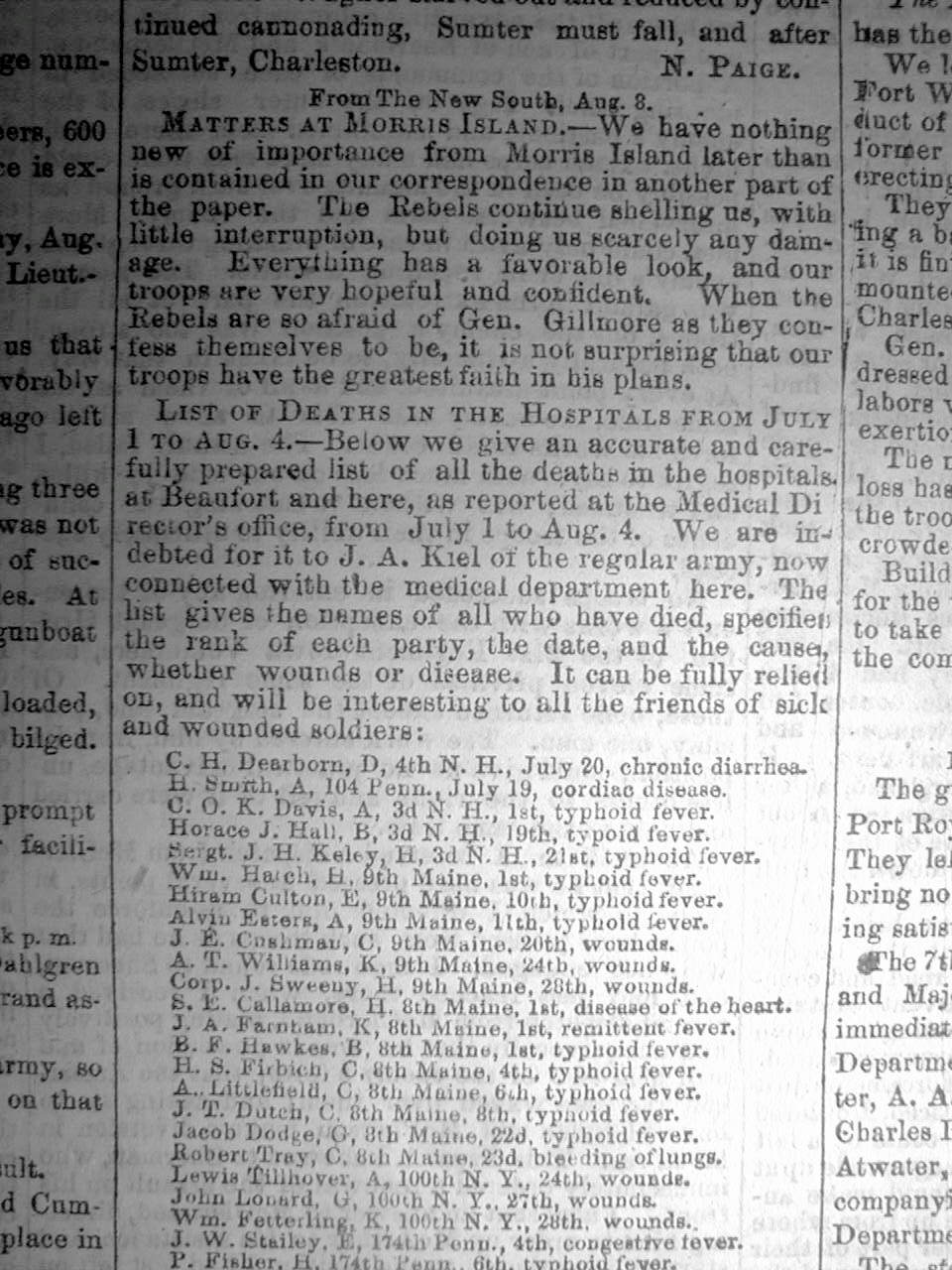 1863 Civil War newspaper 54th Mass Negro Regiment deaths @ BATTLE of ...